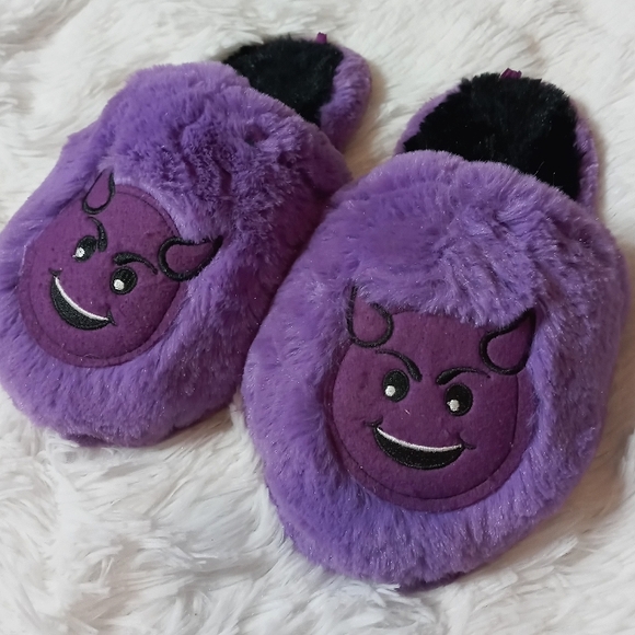 Shoes | Girls Purple Emoji Devil Slippers | Poshmark